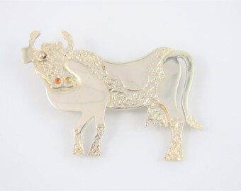 Copper and Silver Highland Cow Brooch, Oxidised Silver Highland Cow ...