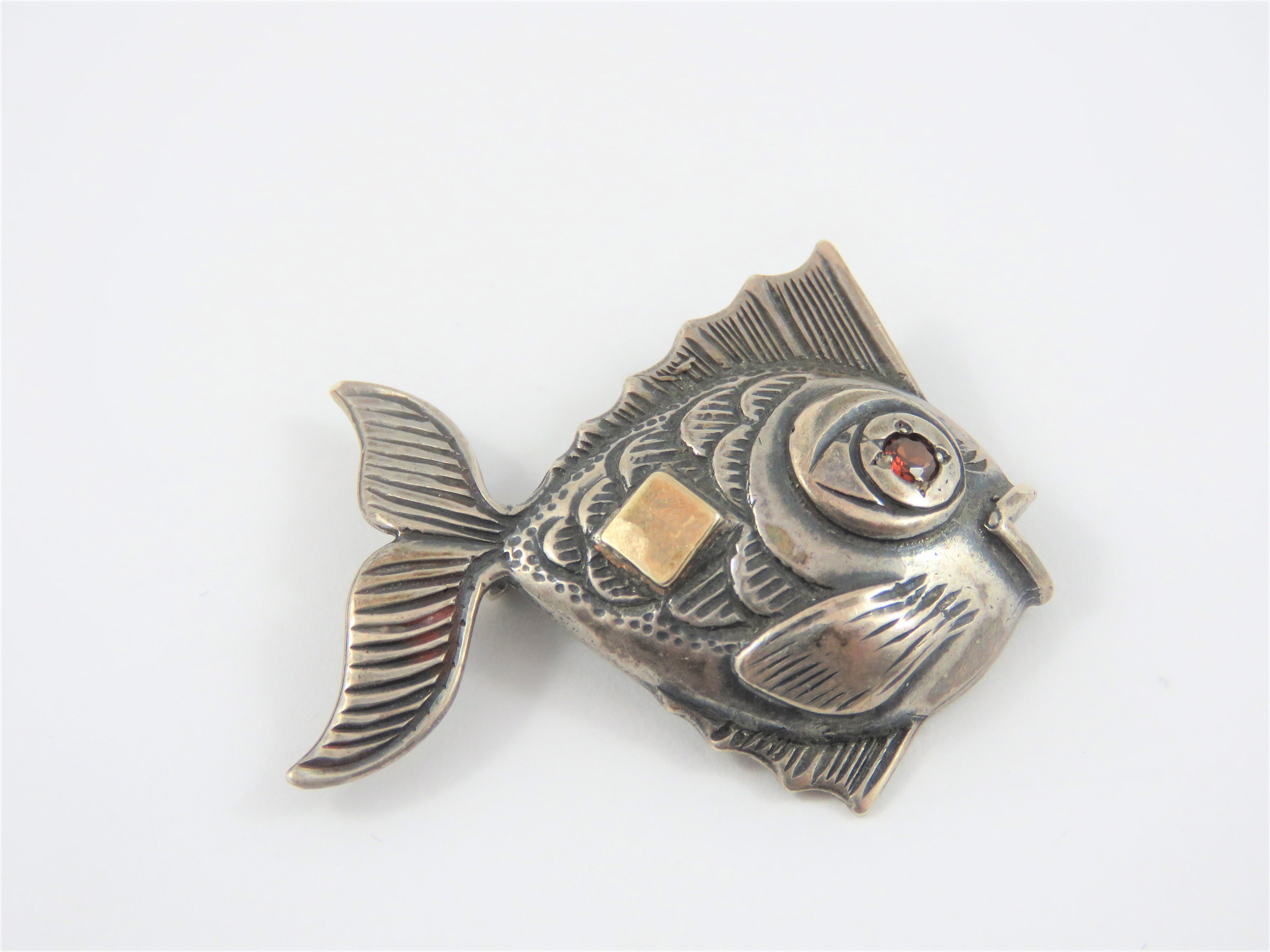 Sterling Silver Small Two Tone Fish Pin - Etsy UK
