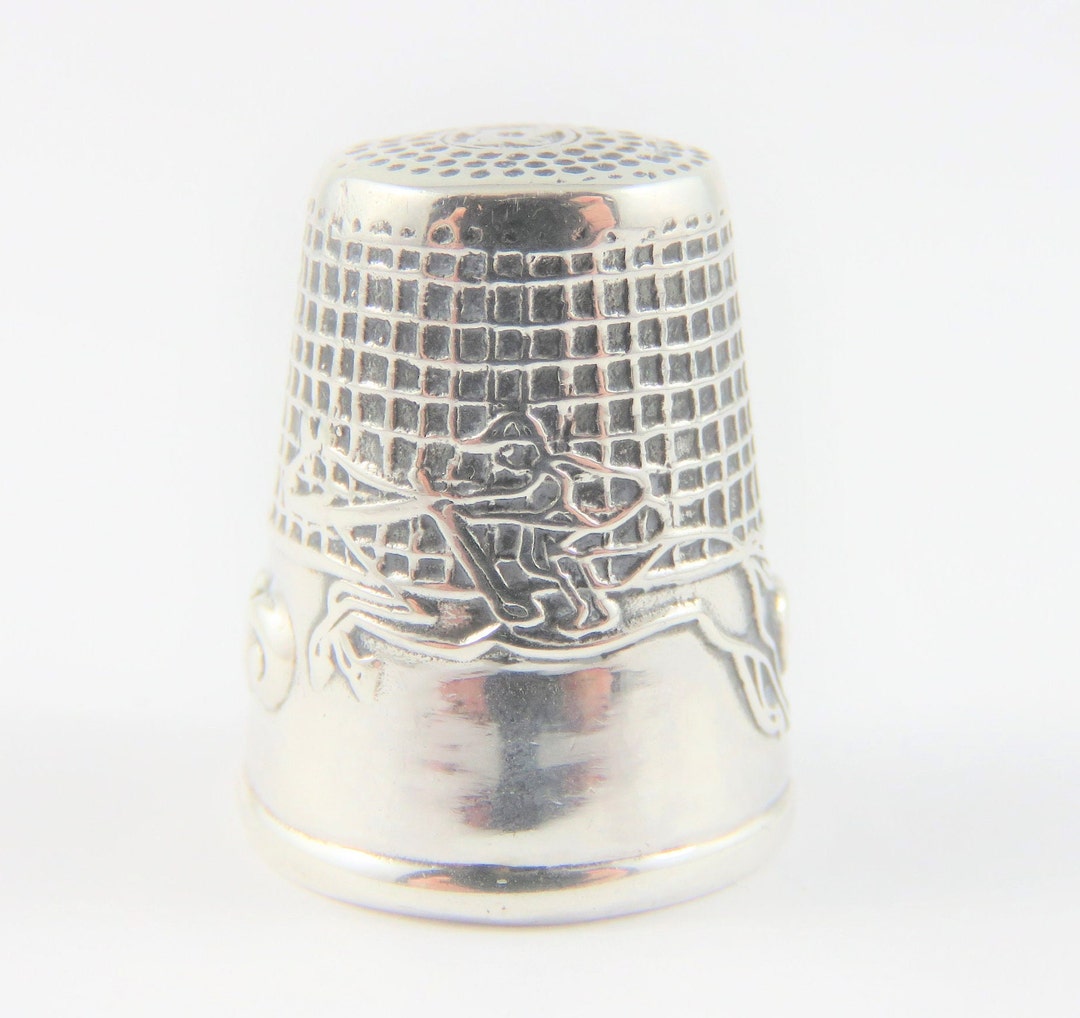 Sterling Silver Thimble With Horse and Jockey Design - Etsy