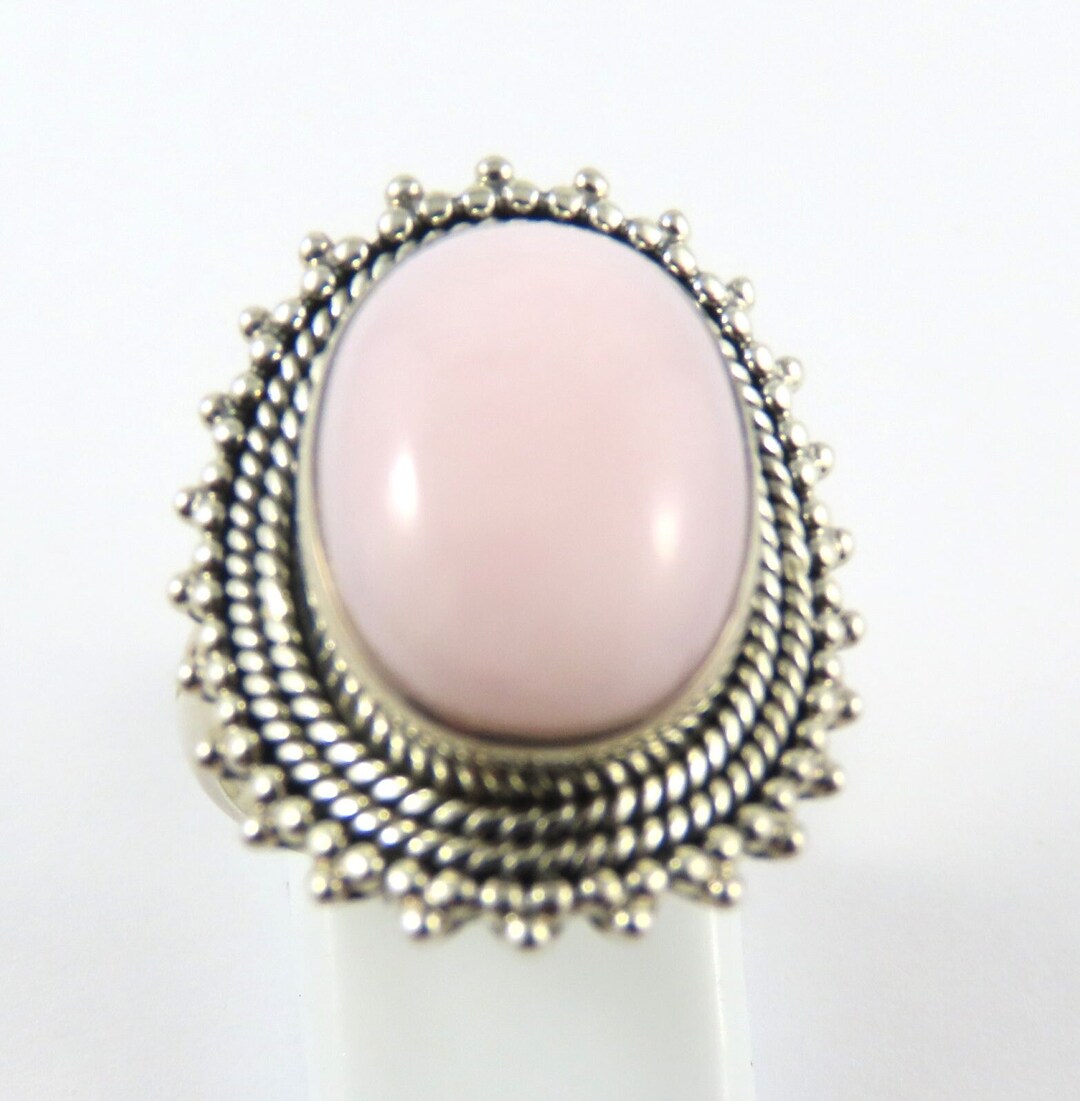 Sterling Bezel Set Pink Quartz Ring -SIZE 8 - Etsy