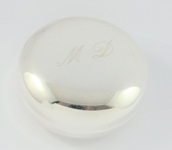 1000 Silver Round Trinket Container With Monogrammed … - Gem