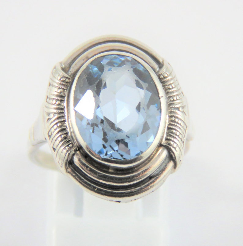 800 Silver Bezel Set Light Blue Oval Stone Ring SIZE 5 3/4 - Etsy