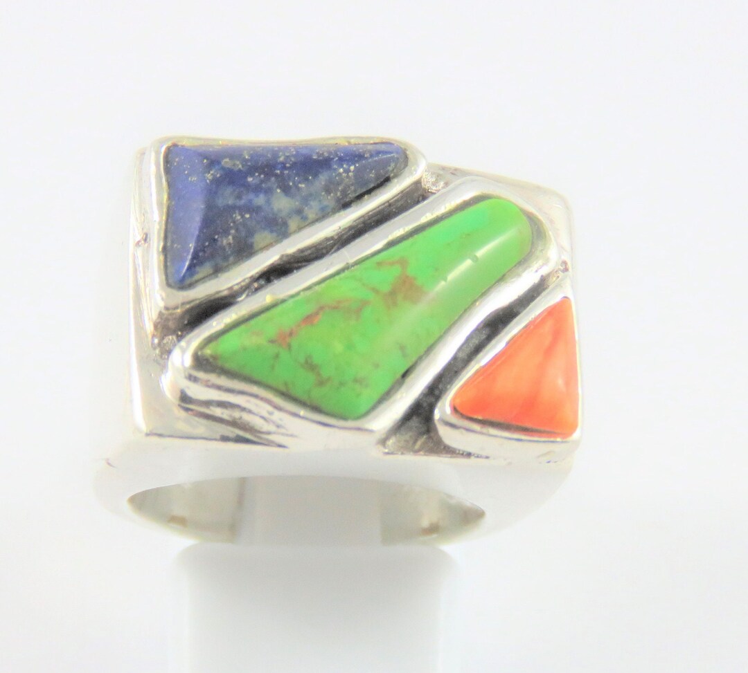 Sterling Silver Rectangular Shaped Stone Ring - SIZE 6 1/2 - Etsy