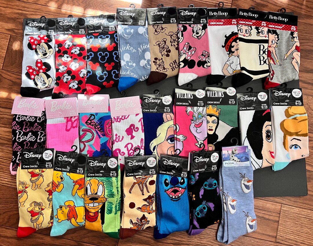 Disney Cartoon Character Crew Socks | Adult Novelty Socks by Odd Sox ...