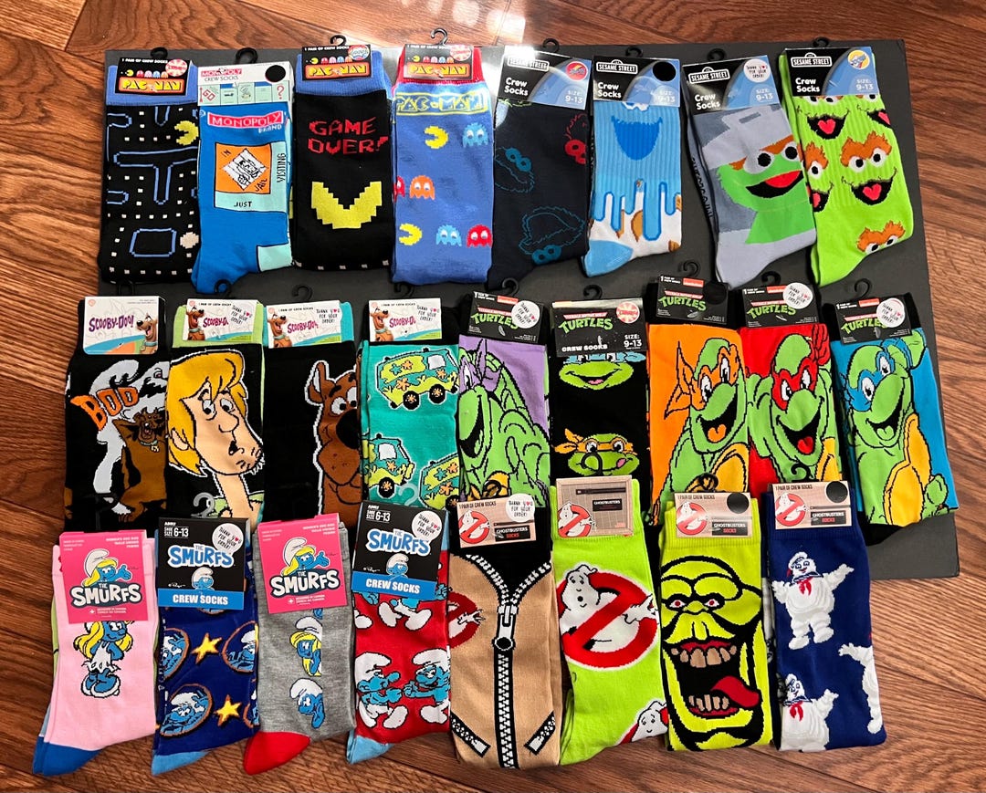 Novelty Crew Socks | Funny Character Socks, Adult Size 6-12 - Etsy
