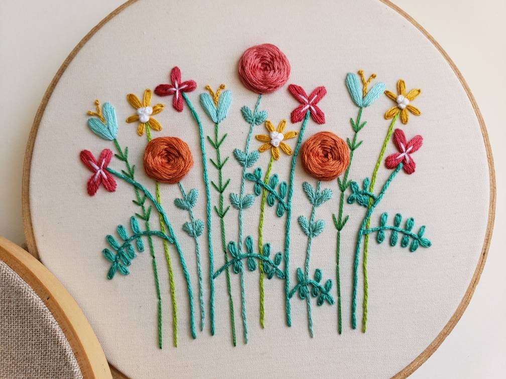 Flower Embroidery Pattern Colorful Floral Embroidery - Etsy