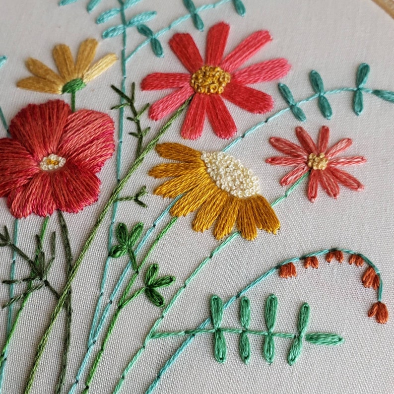 DIY Hand Embroidery Pattern PDF, Hand Embroidered Flower Garden ...