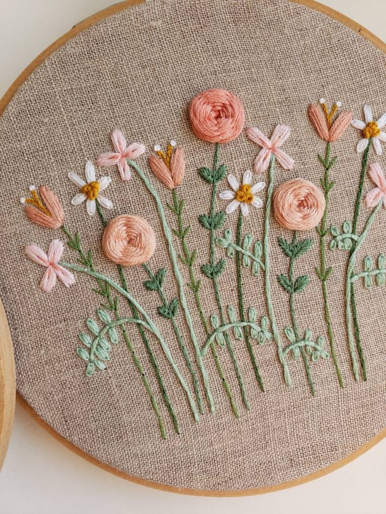 Flower Embroidery Pattern Colorful Floral Embroidery | Etsy