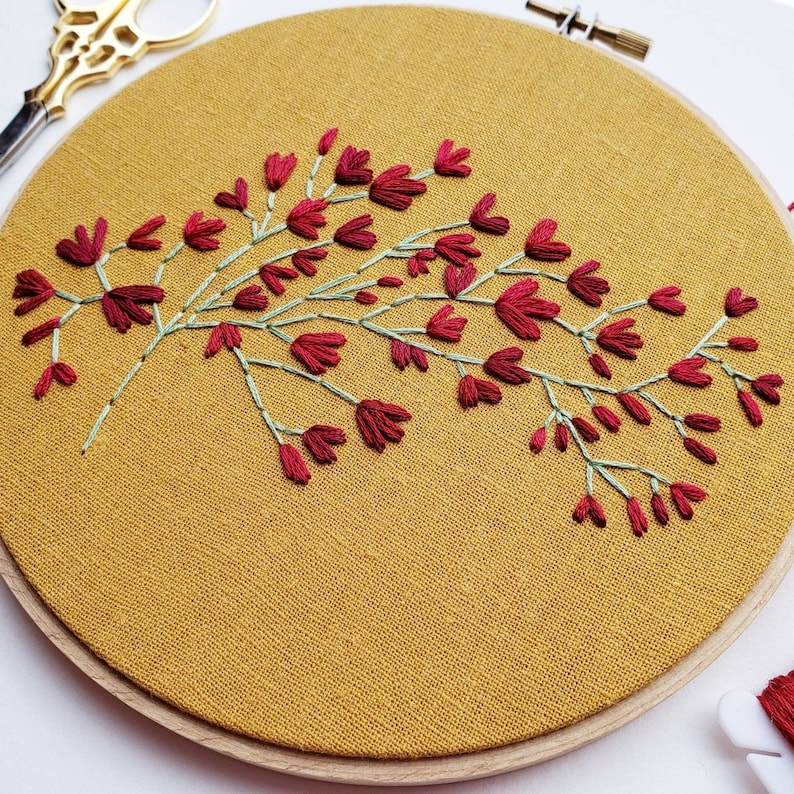 Embroider Flowers Pattern Hand Embroidered Flowering Tree | Etsy