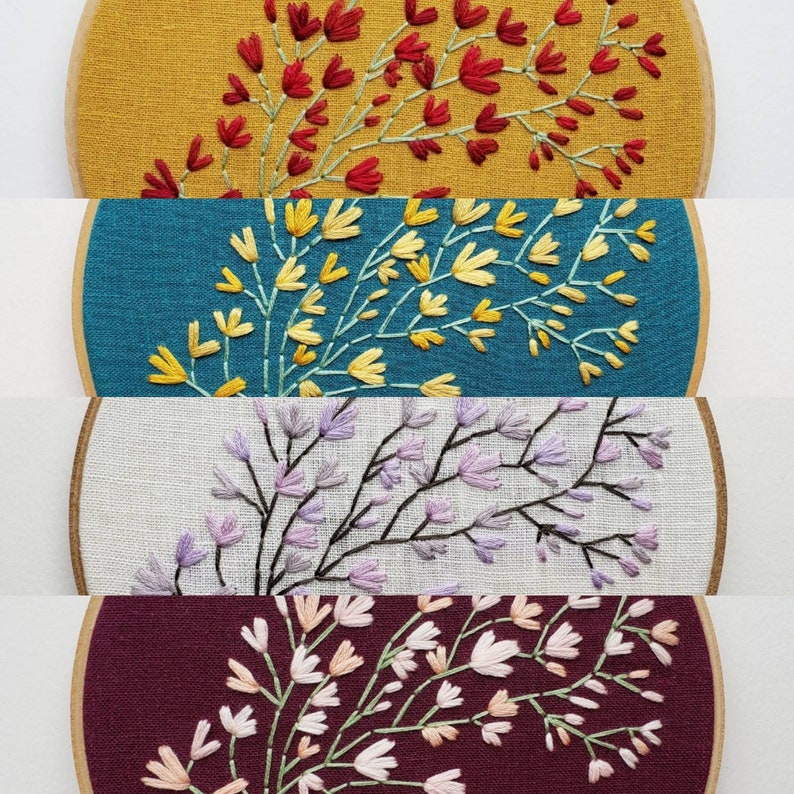 Embroider Flowers Pattern Hand Embroidered Flowering Tree | Etsy
