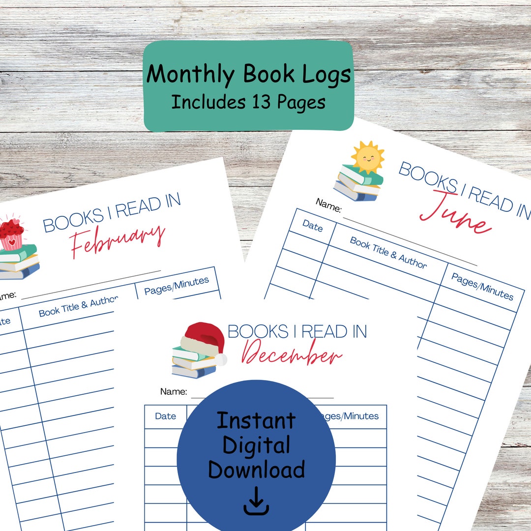 Monthly Themed Reading Logs for Kids Homeschooling Classroom - Etsy