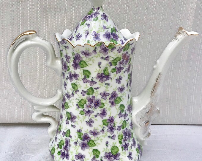 Lefton China Violet Chintz 660V Coffee Pot Made in Japan FREE & CAREFUL ...