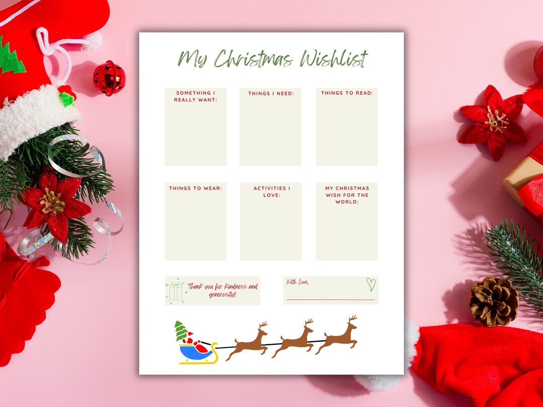 Christmas Wishlist, Printable Wish List for Kids, Gift Guide for Kids ...