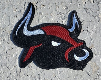 Cowboy Western Texas Style Themed Cow Bull Skull Head Large Embroidered ...