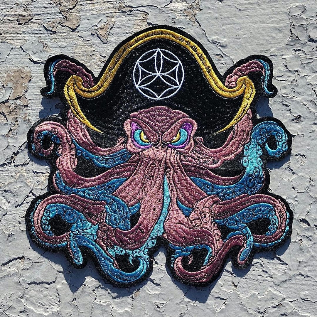 Octopus Pirates the Kraken Sea Monster Large Embroidered Iron-on ...
