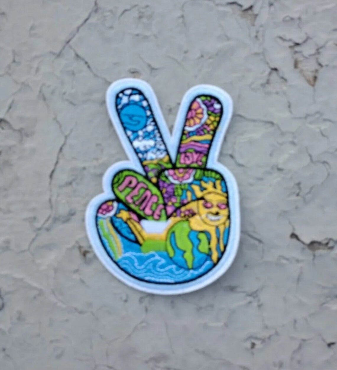 Peace Sign Hand Emoji Hippie Peace and Love Embroidered - Etsy