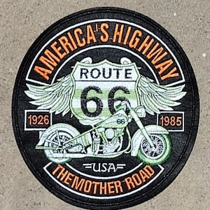 Biker Patch Iron on Embroidered Route 66 Motorcycle Jacket Applique ...