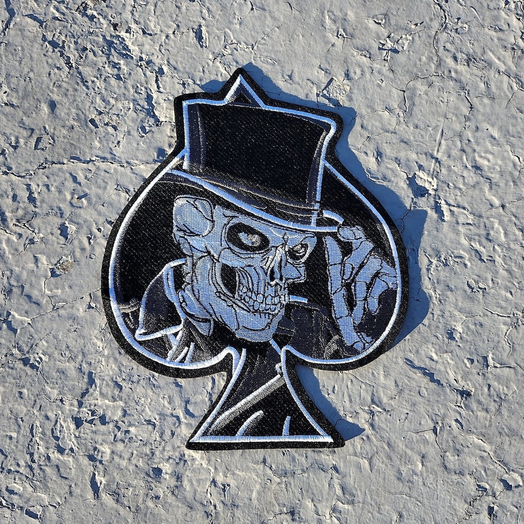 Ace of Spades Skeleton and Top Hat Large Embroidered Iron on - Etsy