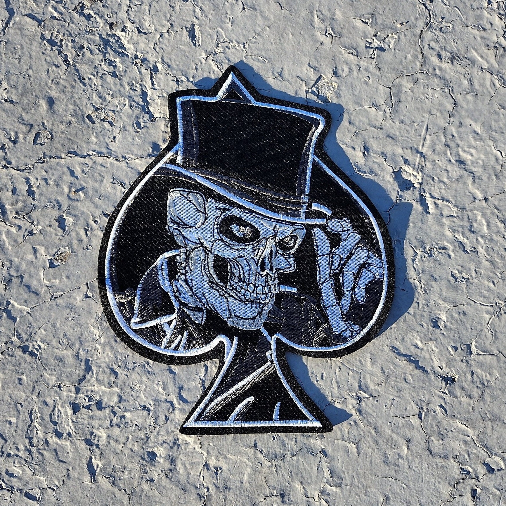 Ace of Spades Skeleton and Top Hat Large Embroidered Iron on - Etsy