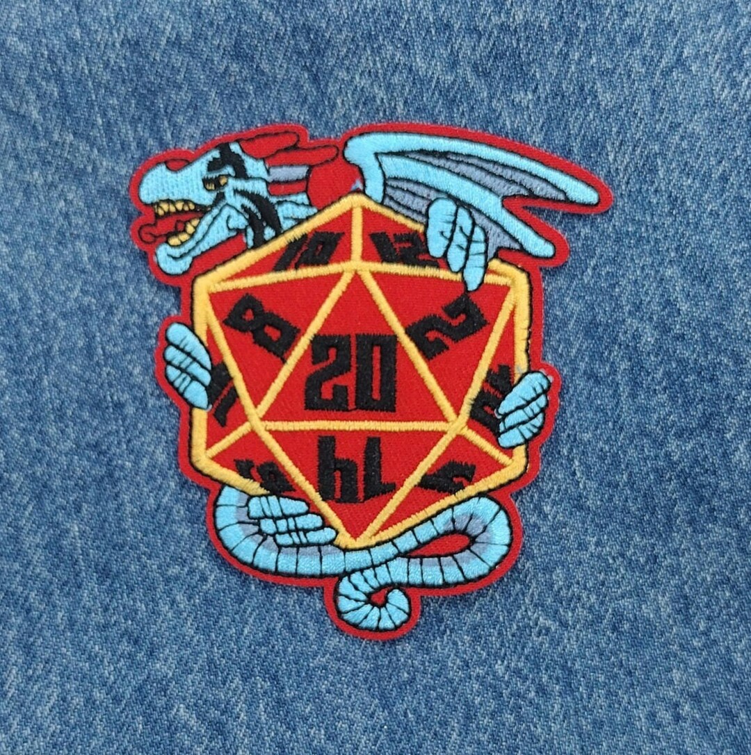 Dungeon Master D20 Dragon Cosplay Embroidered Iron on Patch Clothing ...