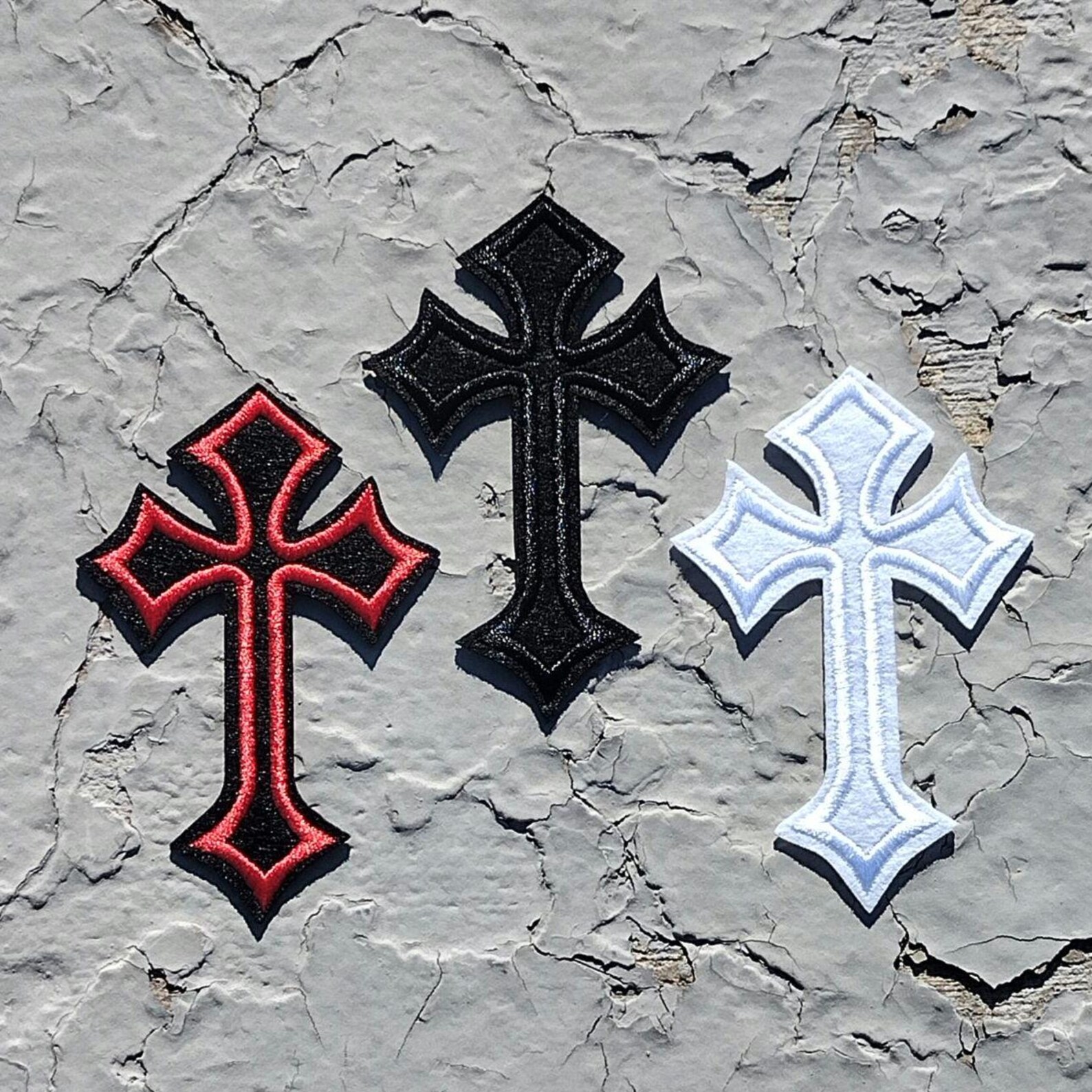 Black Red or White Cross Embroidered Iron-on Patches Choose Color - Etsy