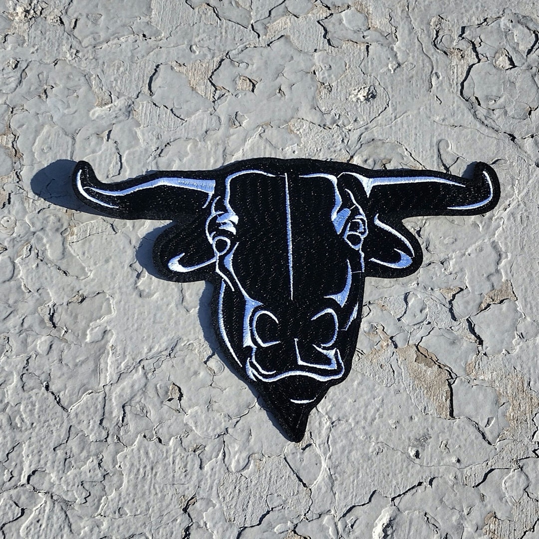 Cattle Rancher Bulls Head Large Embroidered Iron-on Patches Bulls Horns ...