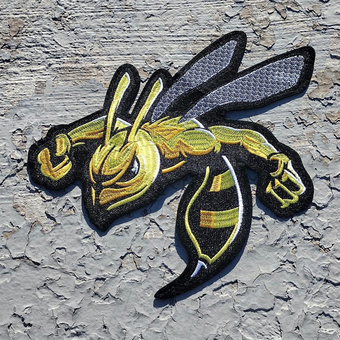 Yellow and Black Wasp Bee Hornet Stinger Large Embroidered Iron-on ...