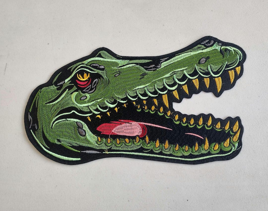 Alligator Large Embroidered Iron-on Patch Croc - Etsy