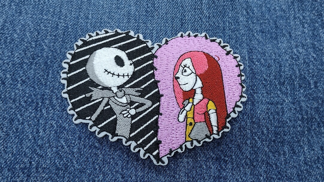 Jack Skellington and Sally Inspired Iron-on Embroidered Patch Clothing ...
