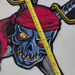 Pirate Blue Skull Pirates With Sword Large Embroidered Iron-on Patches ...