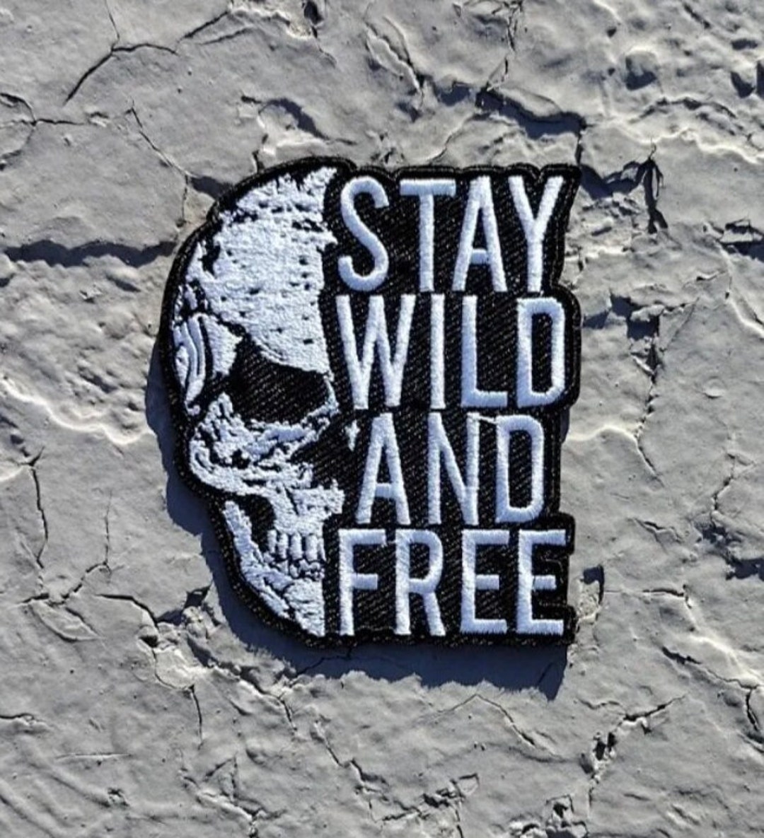 Stay Wild and Free Skull Design Embroidered Iron-on Patche - Etsy