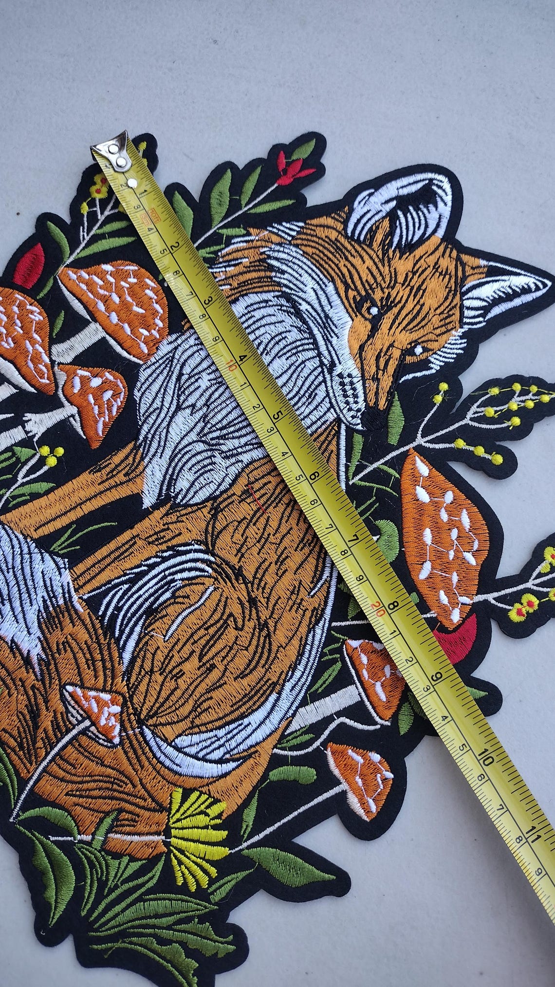Fox Large Embroidered Iron-on Patch Red Fox in Mushroom Field Large ...
