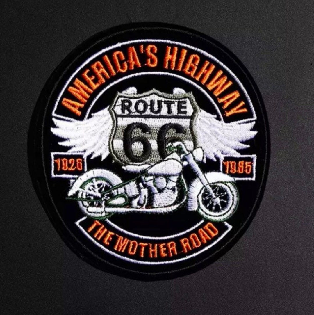 Route 66 Embroidered Iron-on Motorcycle Rider Applique Patches Clothing ...