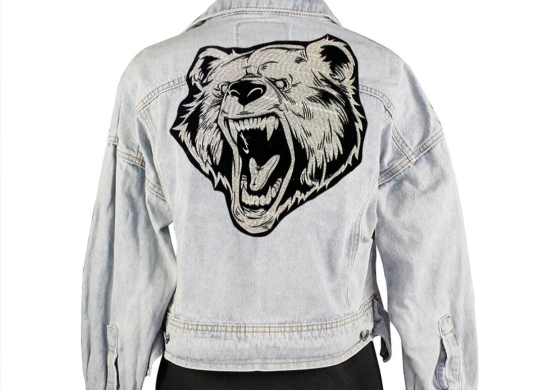 Grizzly Bear Embroidered Iron-on Patch Large Jacket Back Patches - Etsy