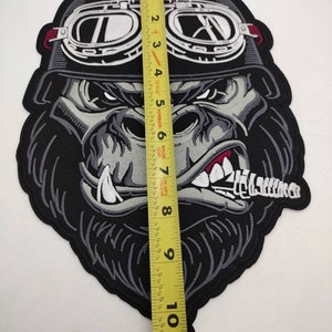 Gorilla Biker Embroidered Iron on Back Patch. Jacket Patches. Diy ...