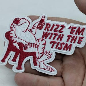 Charismatic Frog Embroidered Iron-on Patch Rizz Em With Your Tism - Etsy