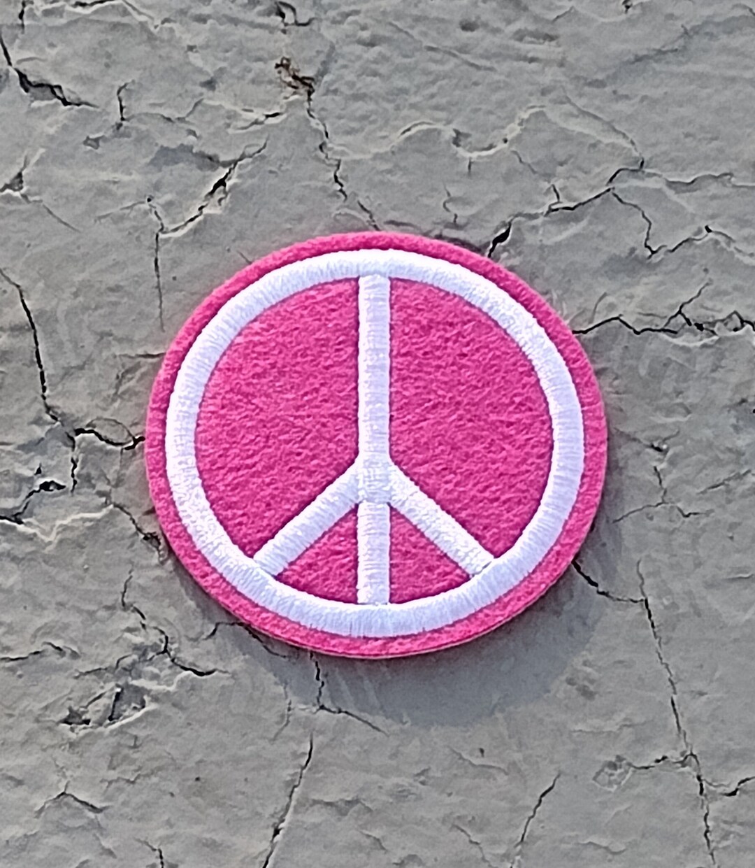 Peace Sign Pink and White Embroidered Iron-on Patches - Etsy