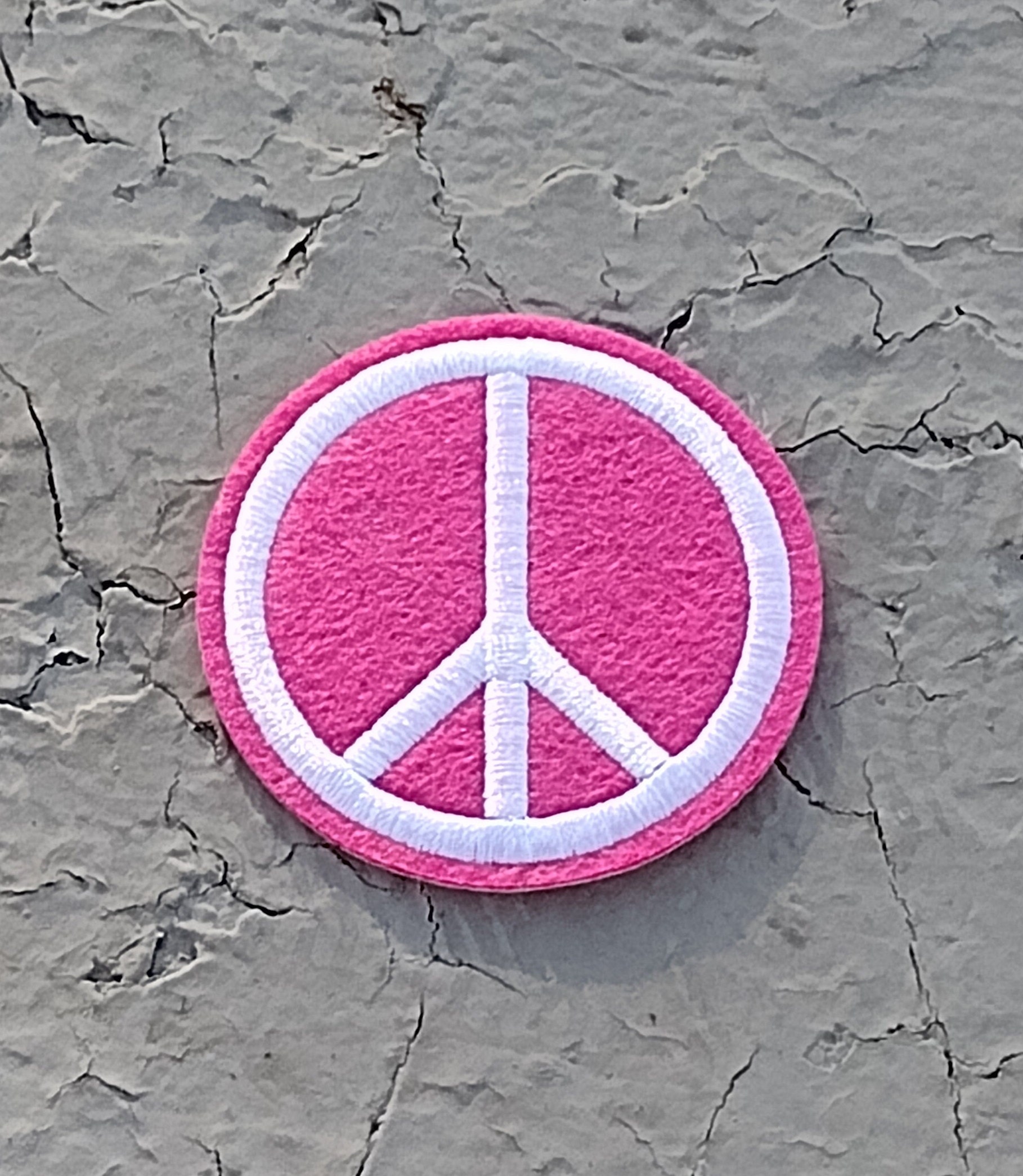 Peace Sign Pink and White Embroidered Iron-on Patches - Etsy