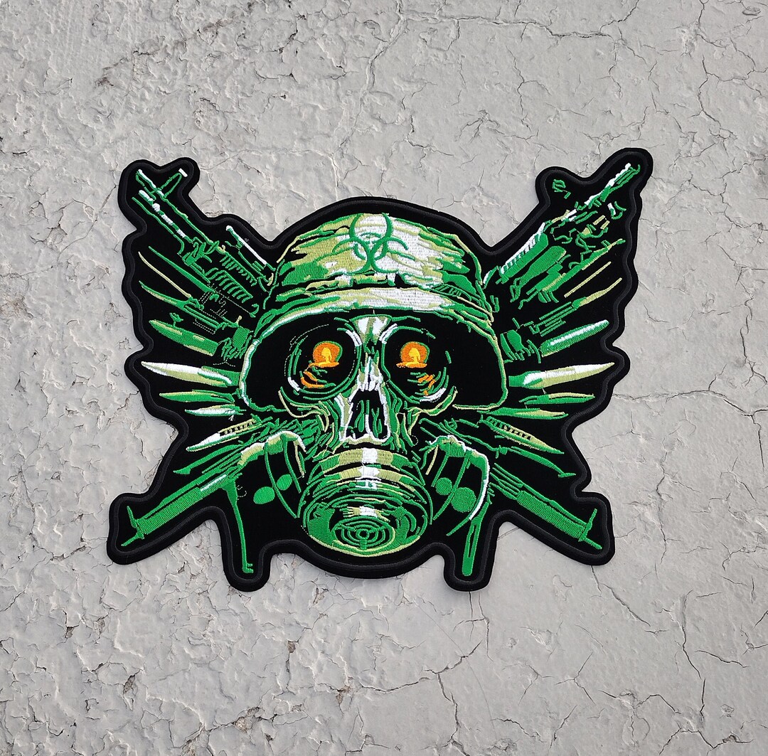Biohazard Toxic Soldier in Gas Mask Large Embroidered Iron-on Patch - Etsy