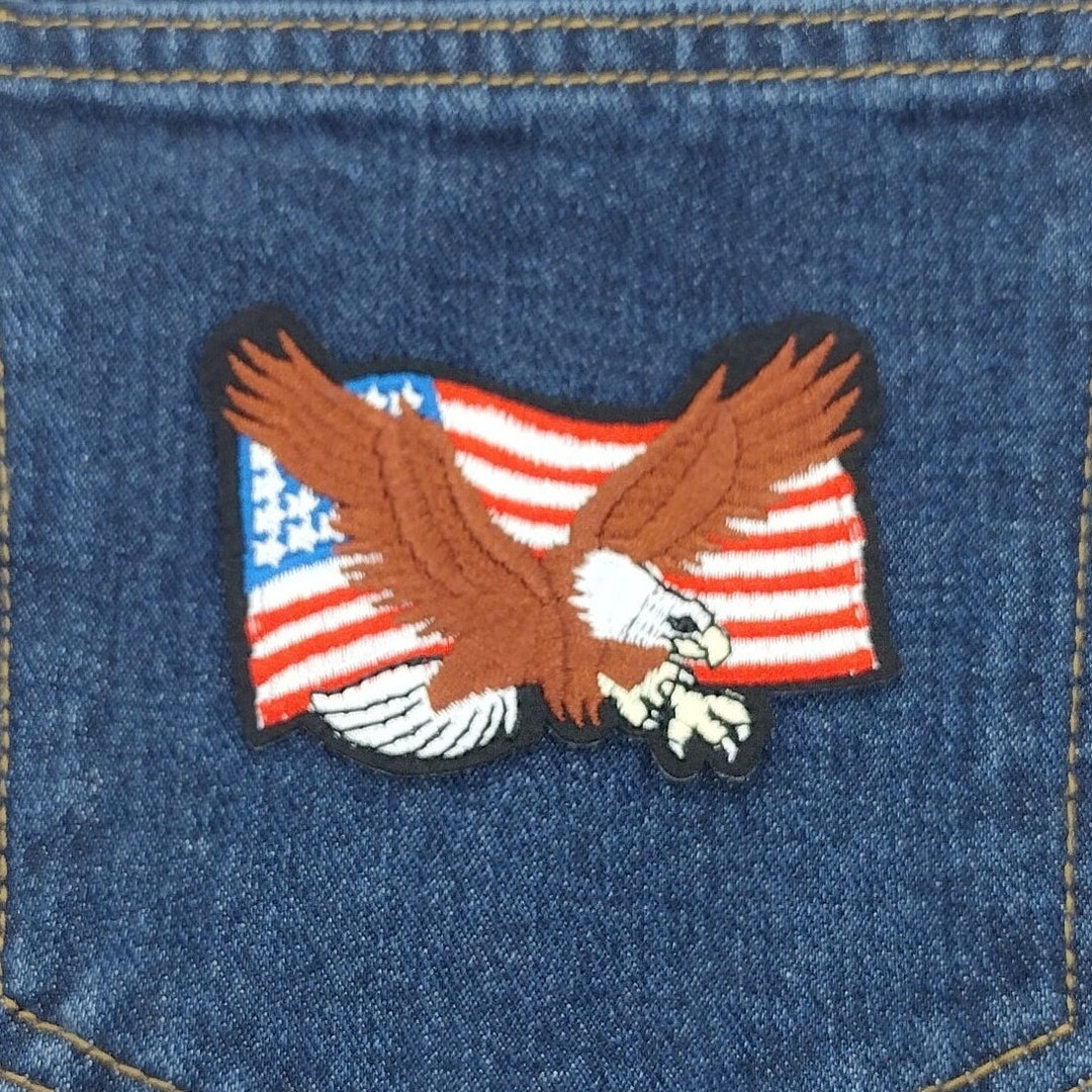 American Eagle Flag Embroidered Iron-on Patch - Etsy