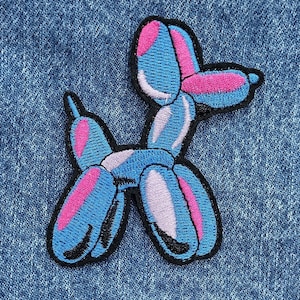Balloon Animals Blue Dog Embroidered Iron-on Patch Small Fabric Patches ...