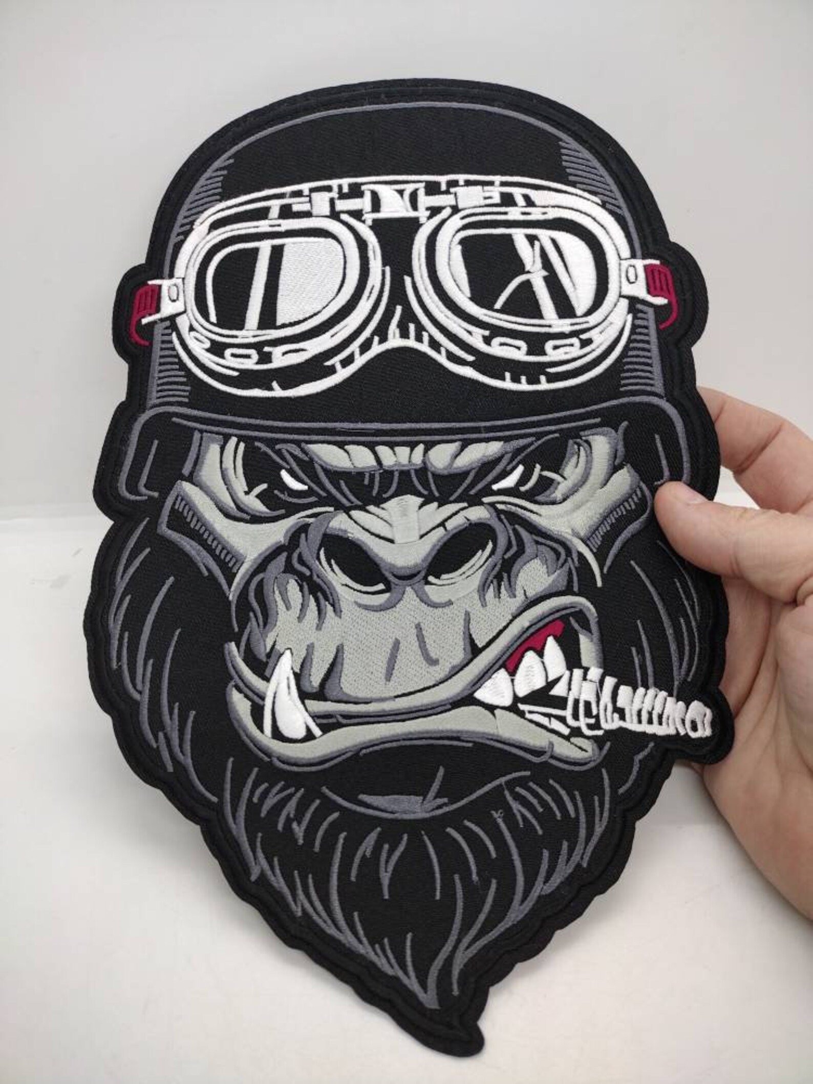 Gorilla Biker Embroidered Iron on Back Patch. Jacket Patches. Diy ...