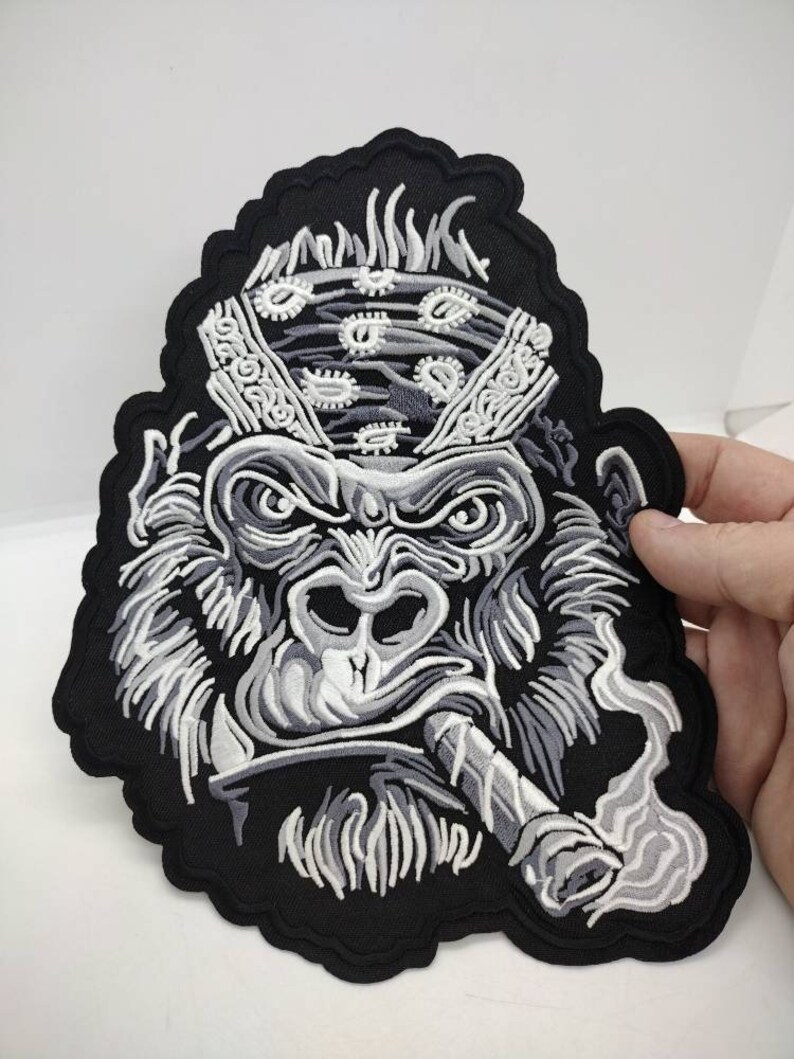 Smoking Gorilla Biker Embroidered Back Patch.jacket Patches. - Etsy