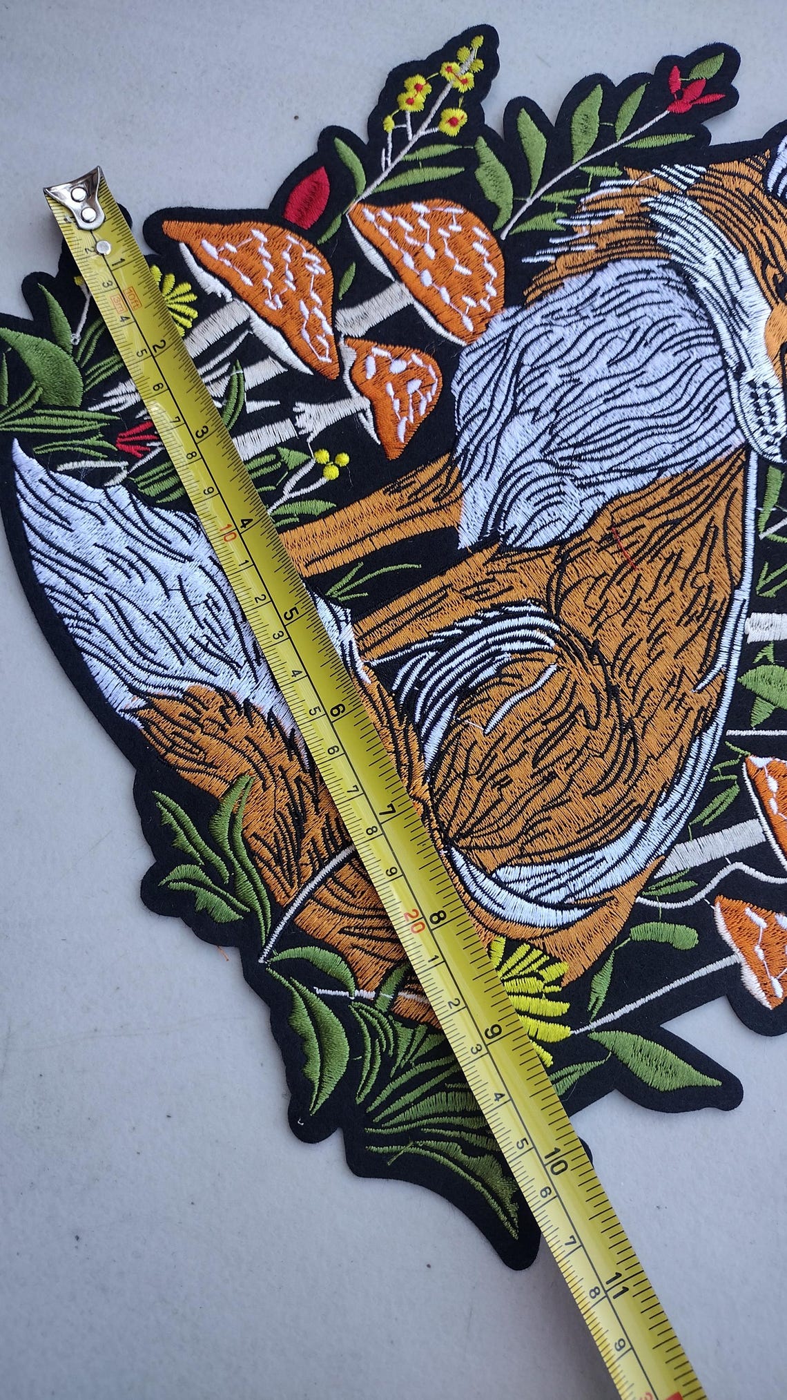 Fox Large Embroidered Iron-on Patch Red Fox in Mushroom Field Large ...
