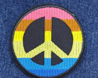 PEACE Sign IRON ON Transfer Patch Glitter Foil Fluor Yellow 4 Inches ...