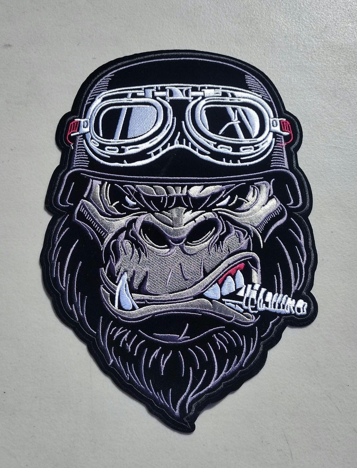 Gorilla Biker Embroidered Iron on Back Patch. Jacket Patches. Diy ...