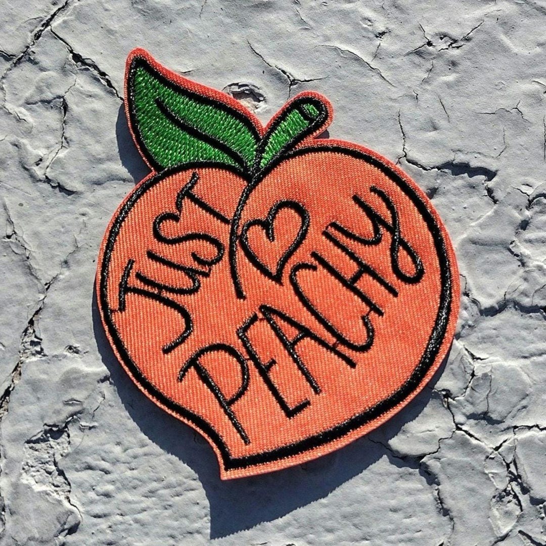 Just Peachy Georgia Peach Embroidered Iron-on Patch Life is Just a ...