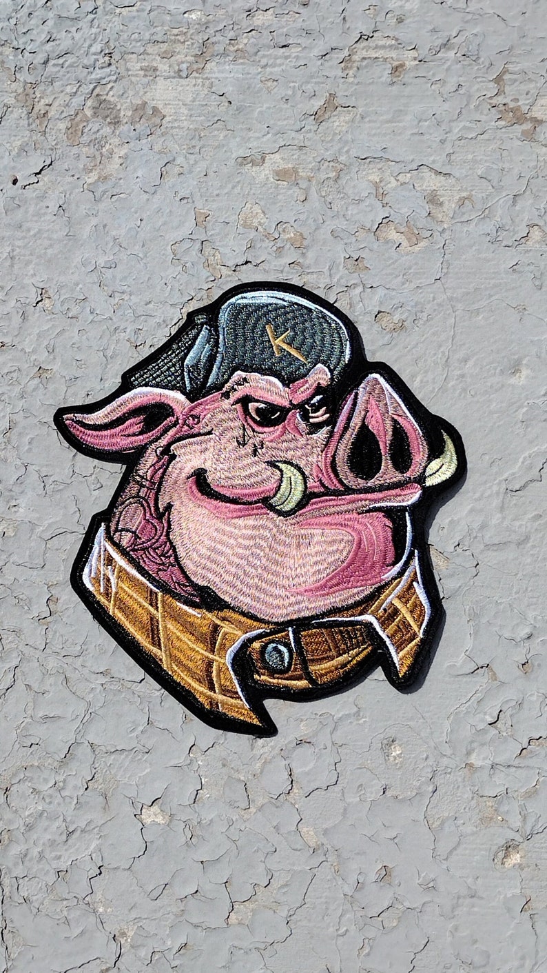 Hog Large Embroidered Iron-on Patch Pig Boar Biker Gangster Cowboy ...