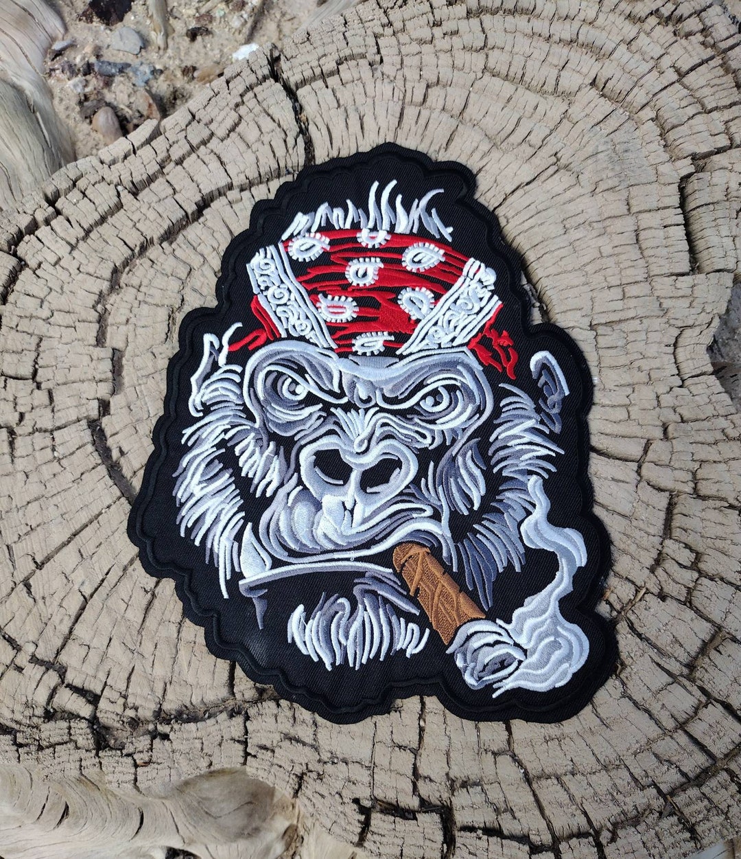 Gorilla Biker Embroidered Iron on Back Patch. Jacket Patches. Diy ...