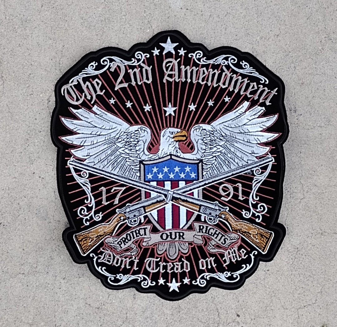 Patriotic American Eagle 2nd Amendment Jacket Biker Embroidered Iron ...